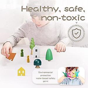 Promise Babe Wooden Tree Toys - Montessori Wooden Blocks Stacking Toys for Toddlers, Miniature Trees & House Various Sizes Woodland Creative Craft Home Decor