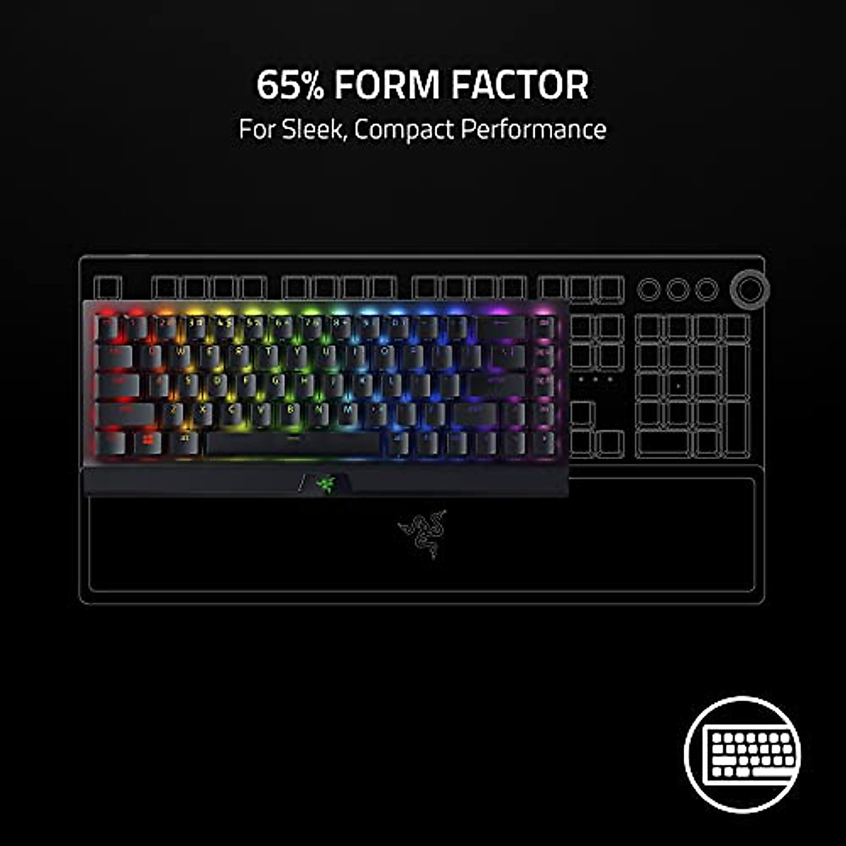 Razer BlackWidow V3 Mini HyperSpeed 65% Wireless Mechanical Gaming Keyboard: HyperSpeed Wireless Technology - Green Mechanical Switches- Tactile & Clicky - Doubleshot ABS keycaps - 200Hrs Battery Life