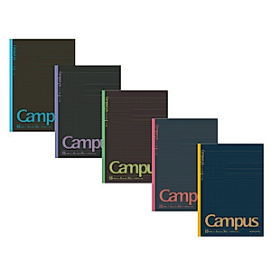 KOKUYO Campus Todai Series Pre-Dotted Notebook, Semi B5 Pre-Dotted-Line 30 Sheets - 60 Pages, Pack of 5 Limited Dark Colors 5 Notebooks (6mm)