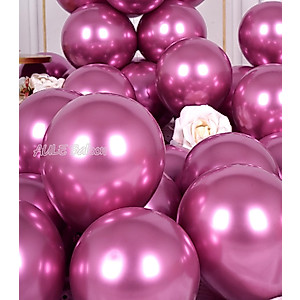 AULE Metallic Hot Pink Balloons 5 inch 50 Pcs Hot Pink Latex Balloons Chrome Helium Shiny Thicken Balloon Perfect Party Decoration for Wedding Birthday Baby Shower Graduation Christmas Carnival