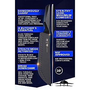 Dalstrong Bull-Nose Butcher Knife - 10 inch - Shadow Black Series - Black Titanium Nitride Coated - High Carbon 7CR17MOV-X Vacuum Treated Steel - Breaking Kitchen Knife - Sheath - NSF Certified