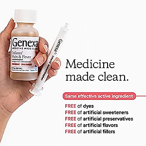 Genexa Infants’ Acetaminophen Oral Suspension | for Babies | Temporarily Relieves Pain and Fever Symptoms | 160 mg per 5 mL | Organic Blueberry Flavor | 2 Fluid Ounces