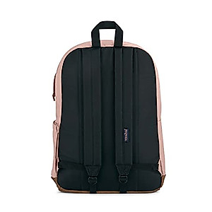 JanSport Right Pack Backpack - Travel, Work, or Laptop Bookbag with Suede Leather Bottom with Water Bottle Pocket, Misty Rose