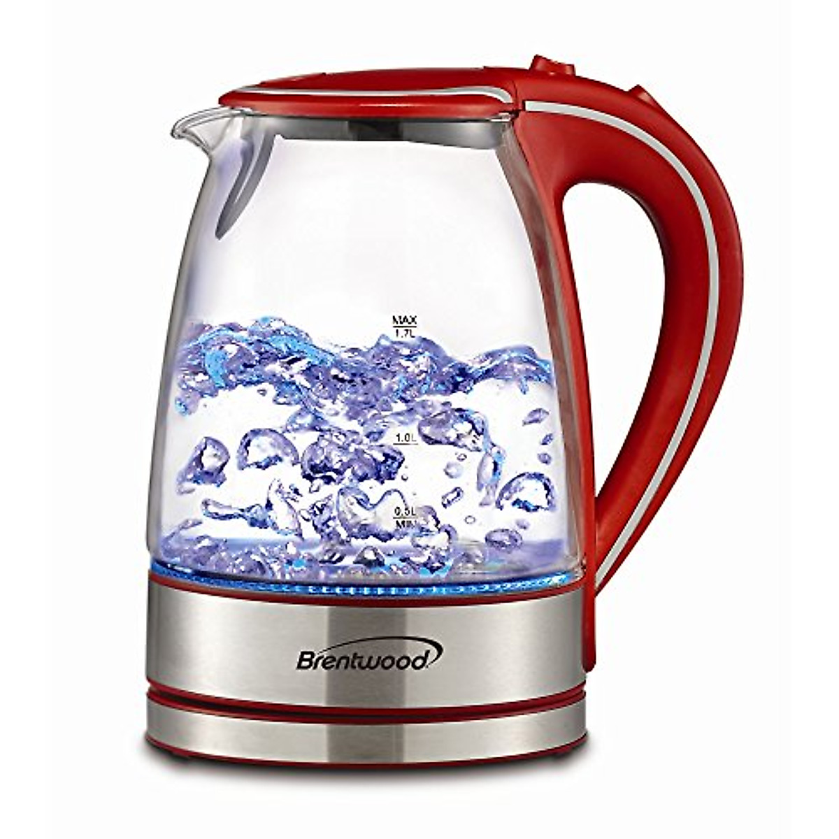 Brentwood Appliances KT-1900R Tempered Glass Tea Kettles, 1.7-Liter, Red