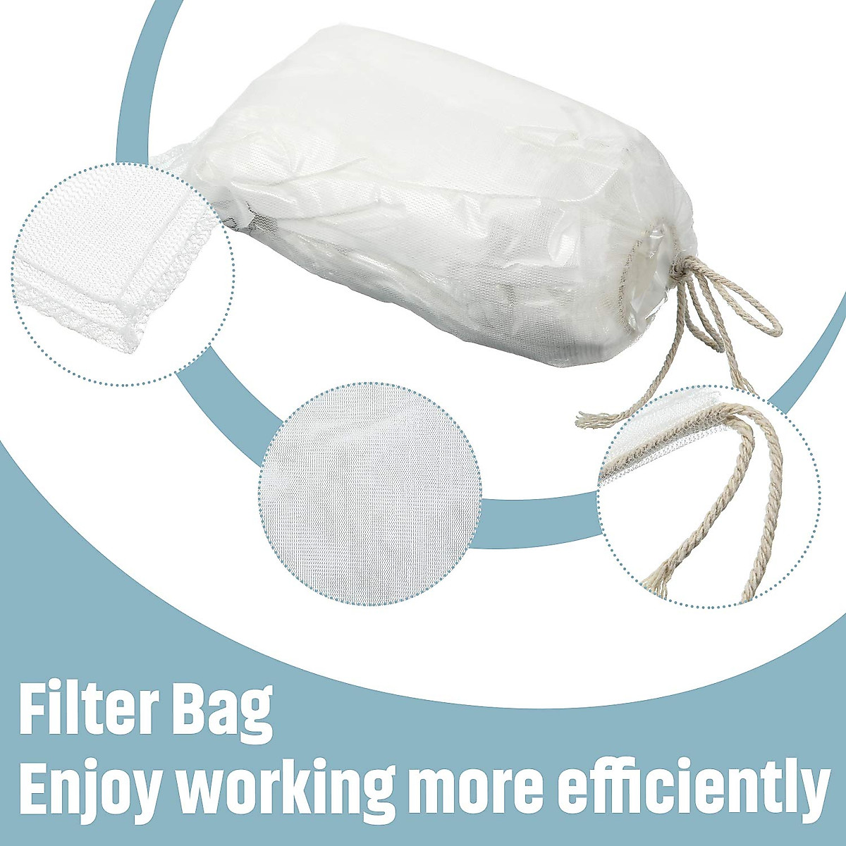 Compost Tea Bag, Pump Strainer Bag with Drawstring, Mesh Filter Bag, 600 µm for Prevents Clogging During The Straining Process (10, 23 x 16 cm)
