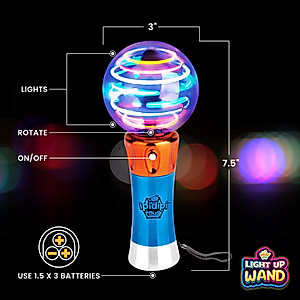 IPIDIPI TOYS Spinning Light Up Wand for Kids - Light Up Spinner Toy, Spinning Globe Toy, Special Needs Sensory Toys for Children with Autism, Stocking Stuffers Toys
