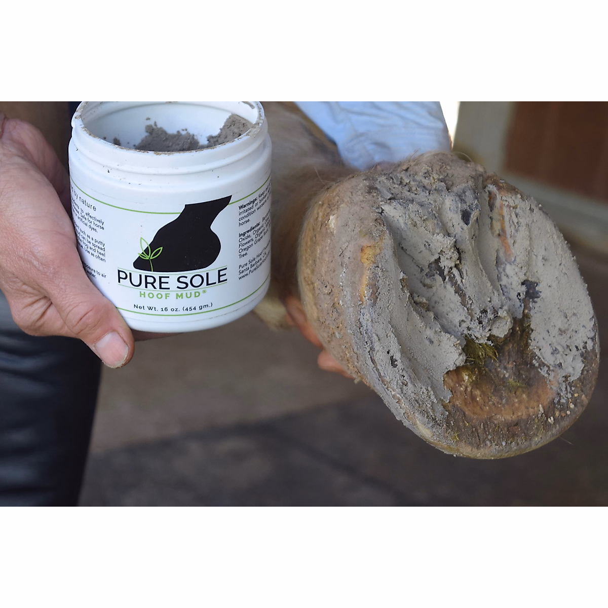 Pure Sole Hoof Mud - an All Natural Hoof Clay for Horses - an Effective Horse Hoof Care Product for Thrush Treatment, White Line, and Hoof Wall Separation. Use Regularly for A Healthy Hoof - 16oz.