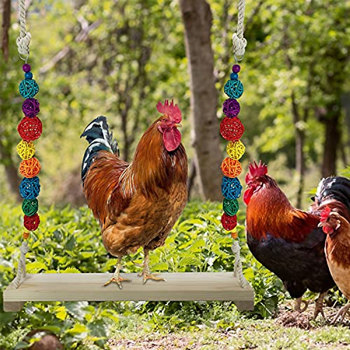 Chicken Swing,Chicken Perch,Wood Stand for Chick,Ladder Toys for Bird,Handmade Coop Swing for Chicken Bird,Parrot,Hens,Small Parakeets,Cockatiels,Macaws,Large Pet, Safe and Relief of Stress