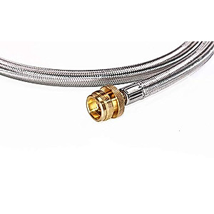 DOZYANT 6 Feet Stainless Braided Propane Hose Adapter with Propane Tank Gauge, 1 lb to 20 lb Propane Converter Hose for Propane Stove, Tabletop Grill and More 1lb Portable Appliance