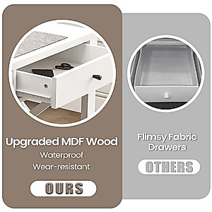 PATIOHIT White Writing Desk with Drawers for Study Home Office 40 inch Simple Desks for Bedroom Modern Makeup Vanity Console Table with Storage