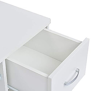 ROCKPOINT Axess White Computer Keyboard Tray and Drawer Small Home Office Bedroom, Homework and School Studying Writing Desk for Student with Storage