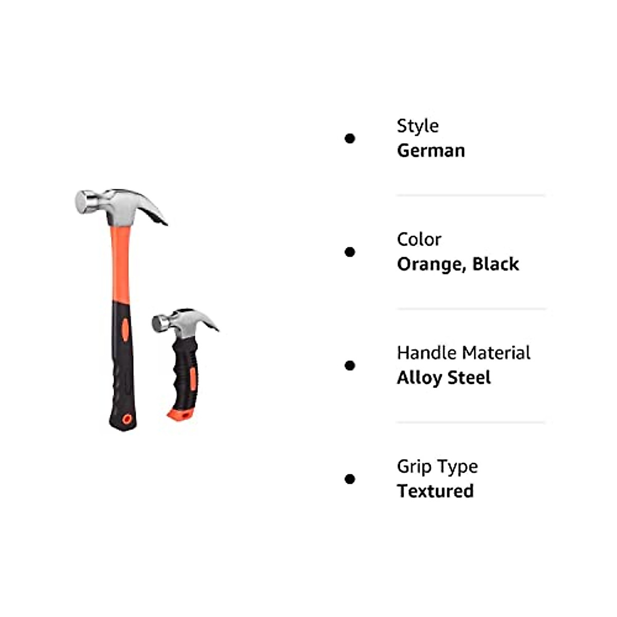 ZUZUAN 2 Piece Hammer Set,includes 1 Pack 8 OZ Mini Stubby Claw Hammer and 1 Pack 16 OZ Fiberglass General Purpose Claw Hammer,Soft Nonslip Handle & Heat Treated Head,Heavier for Higher Hardness