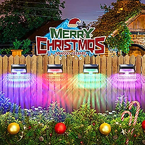 Aulanto Solar Fence Lights, 8 Pack Waterproof Fence Solar Lights with RGB & Warm White Mode, 2 Lighting Effect Decorative Garden Lights with Auto On/Off, Perfect for Fence, Backyard, Garden, Patio.