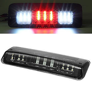 Partsam Replacement for F150 F-150 2004 2005 2006 2007 2008 High Mount Stop Light 3rd Third Brake Light Smoked LED Rear Cab Roof Center Mount Brake Tail Cargo Light Lamp Chrome Housing w/3 Plugs