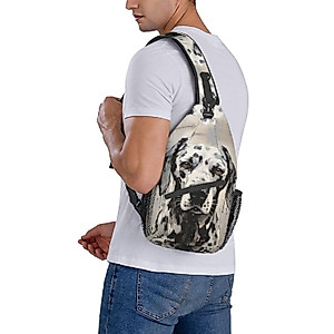 Hicyyu Harlequin Great Dane Outdoor Crossbody Shoulder Bag For Unisex Young Adult Hiking Sling Backpack