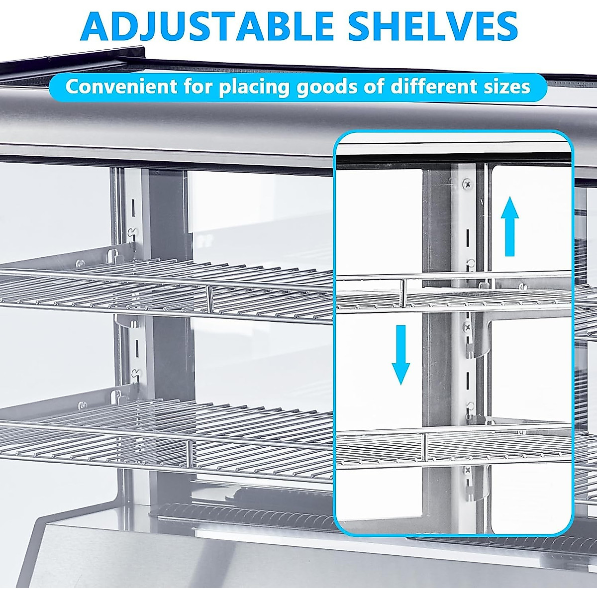 Refrigerated Display Cabinet, 6.5 Cu.Ft./183L Commercial Cake Display Refrigerator, 2-Story Countertop Pastry Display Cabinet, Single-Door Merchandiser With Universal Wheel, Interior Led Lighting