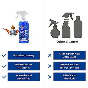 Shinykings Motorcycle Cleaner Wash&Shine 66 | WATERLESS Motorcycle Wash with Ultra Shine Effect | Powerful Detailing Spray for All Surfaces | Motorcycle Cleaning Kit | 16.9 fl.oz