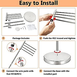 Towel Racks for Bathroom, Modern 4 Swivel Arm Standing Bathroom Towel Rack Stand with Heavy Base, Freestanding Bath Towel Bar Holder, Rustproof Stainless Steel, DECLUTTR