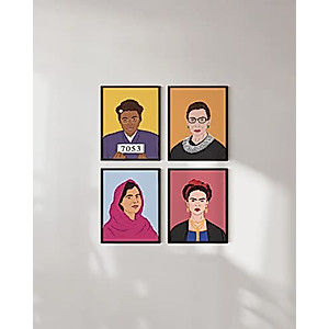 HAUS AND HUES Inspirational Feminist Posters Set of 4 Inspirational Wall Art Posters for Teen Girls Room | Wall Art Prints & Decor for Women | Womens History Month Poster | UNFRAMED (8x10)