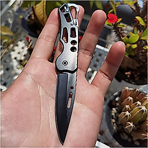 4 Pack Self-Defense Folding Knife With Key Ring Easy To Everyday Carry, Outdoor Survival Stainless Steel Pocket Knife (Black)