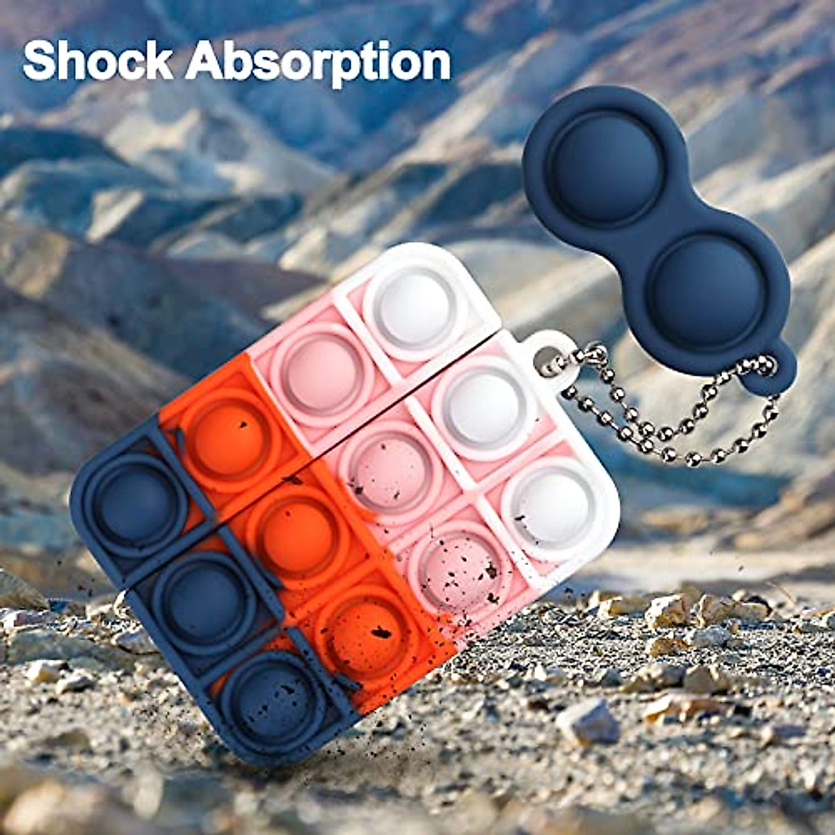 ELOVEN for AirPods Pro 2nd Case Protective Case with Keychain for Airpods Pro 2 Soft Silicone Cover Flexible Skin Full Body Protection Shockproof Case for AirPods Pro Navy Blue