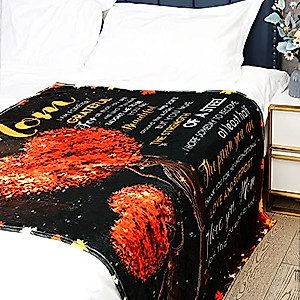 Gifts for Mom Blanket-Christmas Day Gifts for Mom-Birthday Gifts for Mom from Daughter Son-Soft Flannel Mother Throw Blanket for Couch Bedroom Travel Beach (60"x50",Leaves)