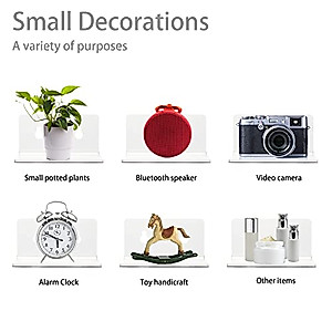 Acrylic Small Adhesive Wall Shelves,Mini Floating Shelves,Acrylic Display Shelves,Ledges for Pop Figures,Plant,Picture Photo Modern Wall for Bedroom Decor Living Room Wall Mounted - Clear
