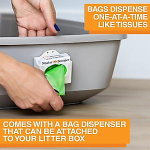 Neater Pets Neater Scooper Standard Cat Litter Scoop, 60 Refill Bags – Mess-Free Cat Litter Scooper with Bag, Spill-Proof Kitty Box Sifter, Bin Doubles as Poop Shovel Holder, For Single-Cat Households