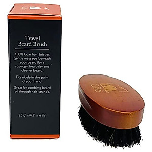 G.B.S 2 Pack Beard Travel Brush with Boar Bristles Great for Dry or Wet Beards Distributes Balm, Oil for Growth and Shine and Softness Professional Durable Camping