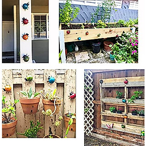 GIFTME 5 Metal Garden Wall Art Decorative Set of 4 Cute Ladybugs Outdoor Wall Sculptures