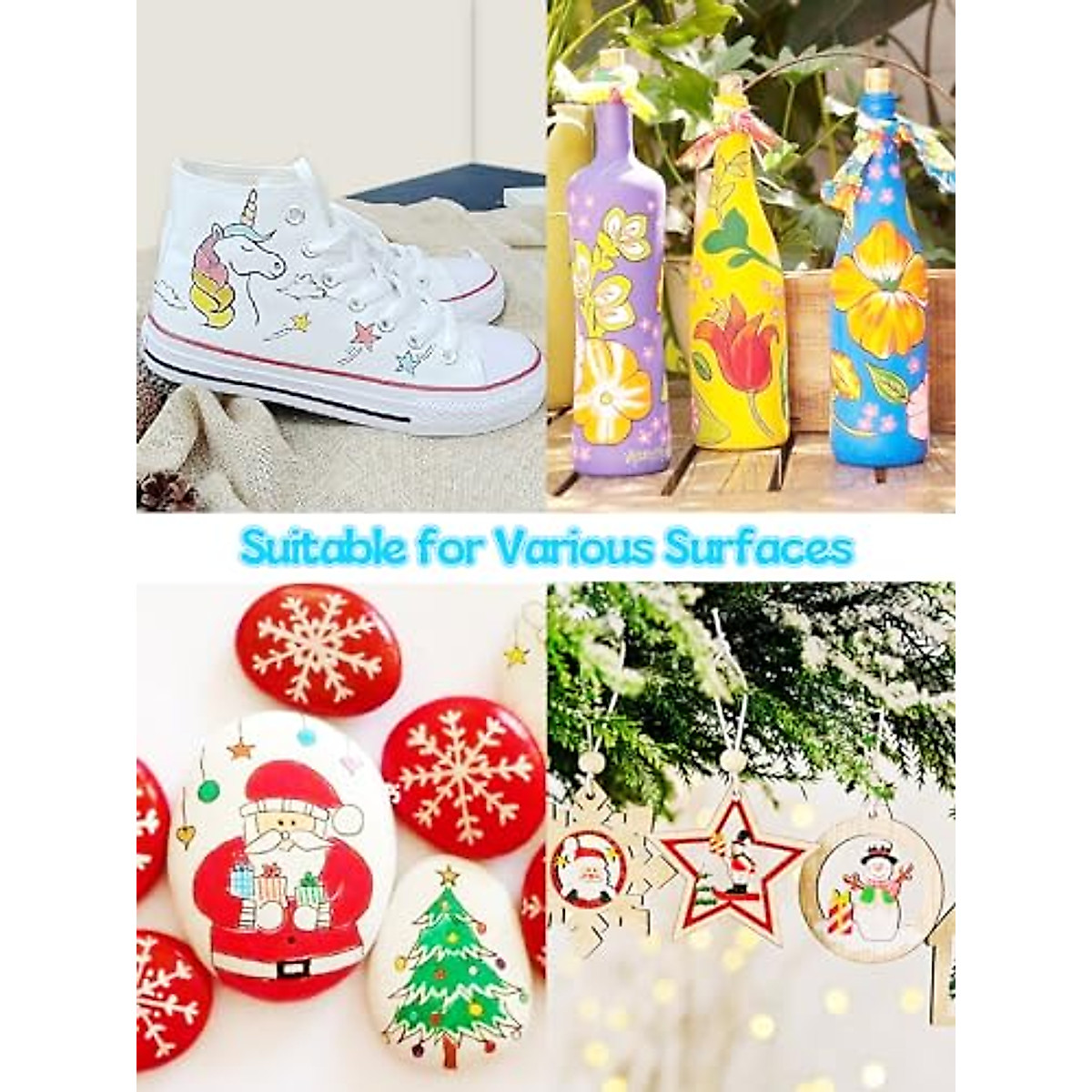 TongFu 24 Colors Acrylic Paint Pens, Acrylic Paint Markers for Wood, Canvas, Stone, Rock Painting, Glass, Ceramic Surfaces, Scrapbooking, Fabric, Plastic, Card Making, DIY Crafts