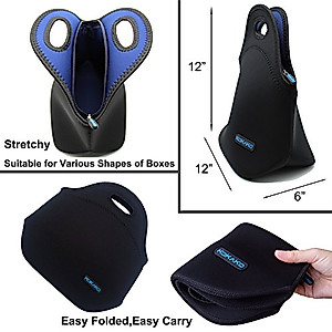 Lunch Bag Neoprene Lunch Box by KoKaKo Tote Washable Insulated Waterproof for Men Women Kids(Black)
