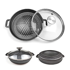 HAWOK Yakiniku Plate Cast Iron with Glass Lid mini stove set of 2………