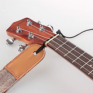 Longteam Simple Linen Leather Ukulele Strap Adjustable Length Durable Uke Straps with Nail, Rope, Picks (Coffee)