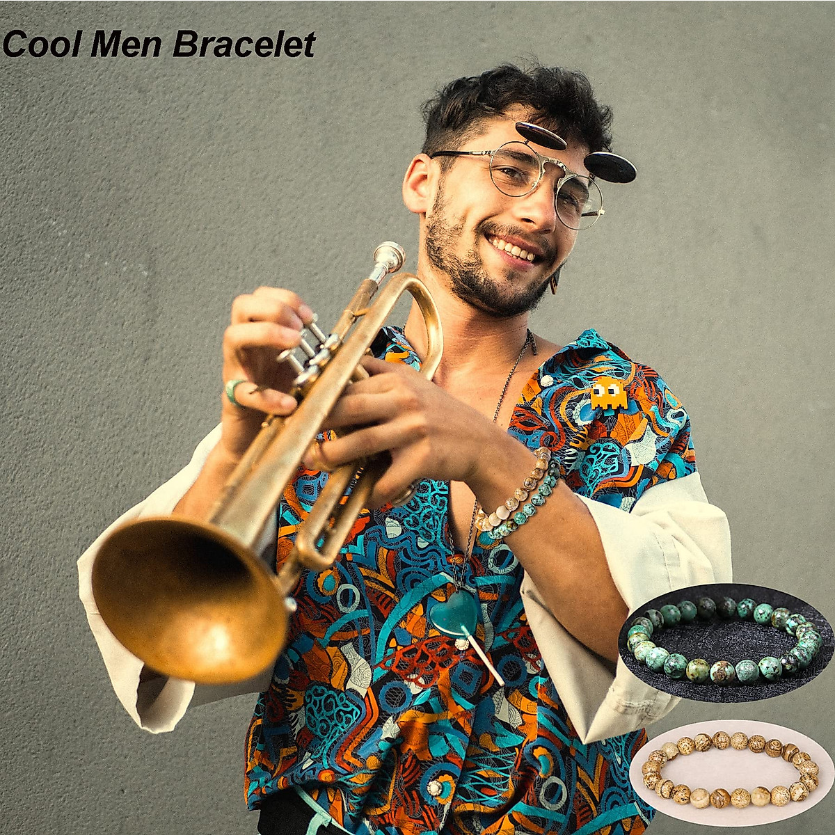 SONNYX 15 PCS 8mm Gorgeous Semi-Precious Gemstones Bracelets Round Beaded Bracelets for Women Men Stone Crystal Stretch Beads Bracelet Unisex