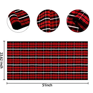 Christmas Outdoor Rugs 24 x 51''Black Red Buffalo Plaid Front Porch Rug Hand-Woven Machine Washable Indoor/Outdoor Layered Door Mats for Entryway/Bedroom/Outdoor