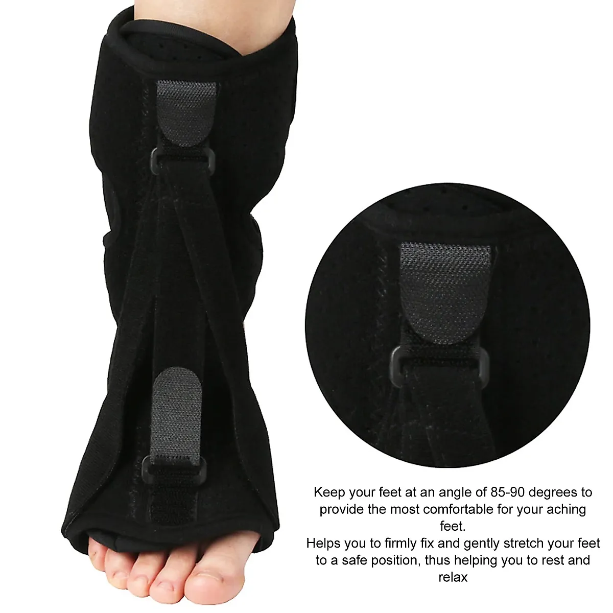 Foot Drop Support Brace, Plantar Fasciitis Night Splint for Women and Men, Adjustable Plantar Fasciitis Night Splint for Plantar Fasciitis, Foot Drop Achilles Tendonitis (Black)
