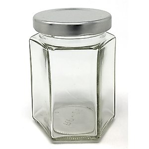 6 oz Hexagon Glass Jar with Silver Metal Lid 12-Pack by Packaging For You