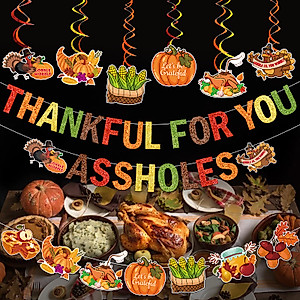 Thankful for You Banner Friendsgiving Banner Thank You Banner for Thanksgiving Decorations Glittery Thanksgiving Banner for Friendsgiving Decorations