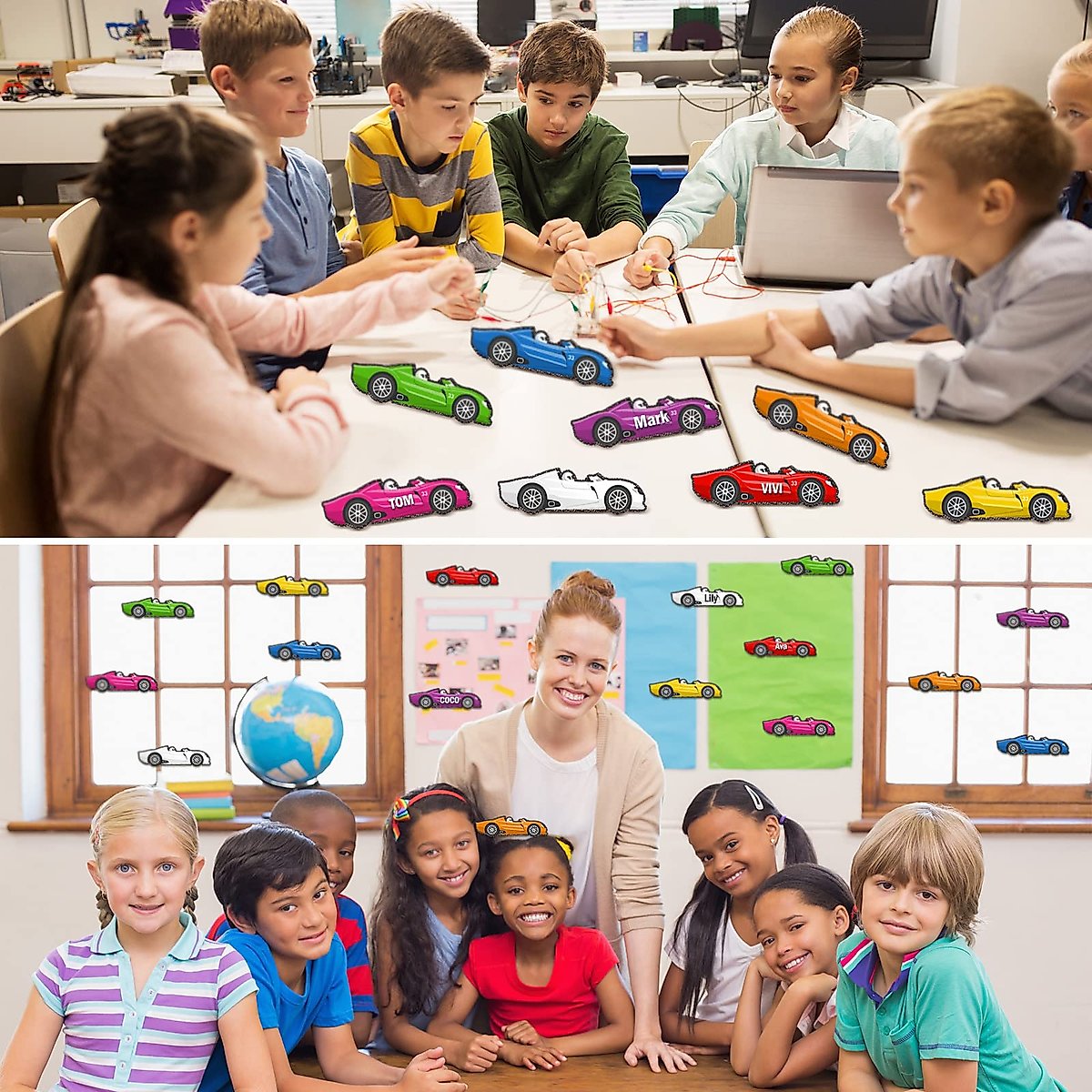 64 Pcs Colorful Race Cars Cutouts Race Cars Accents Paper Cars Cutouts Party Race Cars Bulletin Board Classroom Decor for Teacher Student Race Cars Party Supplies
