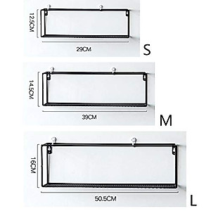 Floating Shelves Wall Mounted Wrought Iron Wall Shelf Room Racks Floating Box Shelf Home Deco Flower Frame Plant Holder Wall Hanging Organizer Display Shelf(M 39x14.5cm)