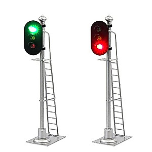 JTD433GYR 2PCS Model Railroad Train Signals 3-Lights Block Signal 1:43 O Scale 12V Green-Yellow-Red Traffic Lights for Train Layout New
