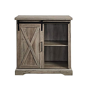 Walker Edison Abbey Modern Farmhouse Sliding X Barn Door Accent Console, 32 Inch, Grey Wash