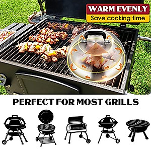 Joyfair Cheese Melting Dome & Burger Press Kit, 12 inch Basting Cover with Cast Iron Grill Press, Griddle Accessories for Outdoor BBQ Flat Top Grilling Teppanyaki Kitchen Steaming, Dishwasher Safe