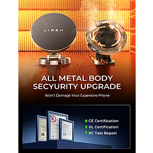 LISEN for Magsafe Car Mount Charger, 15W Fast Charging Ultra Magnetic Car Phone Charger [Mini & Metal], 2024 Magnetic Wireless Car Charger Dashboard for iPhone 16 Pro Max 15 14 13 12, Silver