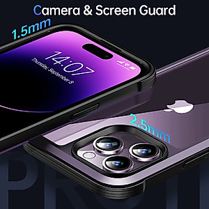 Meifigno Rainbow Series for iPhone 14 Pro Max Case with Aluminum Frame & 3X Shockproof Bumper & Clear Back, [3X Military Grade Drop Protection], Protective Phone Case iPhone 14 Pro Max, Lavender