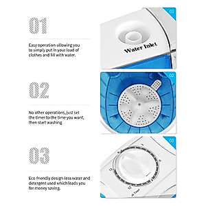 TABU Mini Portable Washing Machine, Small Washer no dryer, 7.7lbs Small Semi-Automatic Compact Washer, Timer Control Single Semi-Clear Tub1