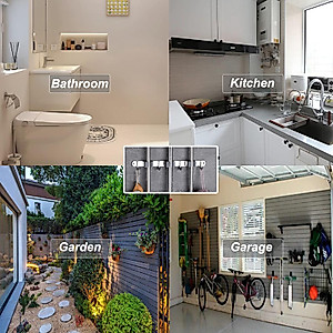 Broom and Mop Holder Wall Mount Organizer 17" Organize Stainless Steel Holder for Kitchen Bathroom Garden Garage Organization Heavy Duty Tools Hanger with 3 Racks 4 Hooks (Black)