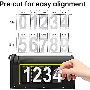 Reflective Mailbox Numbers for outside (0-9, 6 Sets) Modern Number Vinyl Waterproof Number Sticker Self Adhesive Sticker for Signs, Door, Cars, Trucks, Home, Business, Address Number （3 inch）