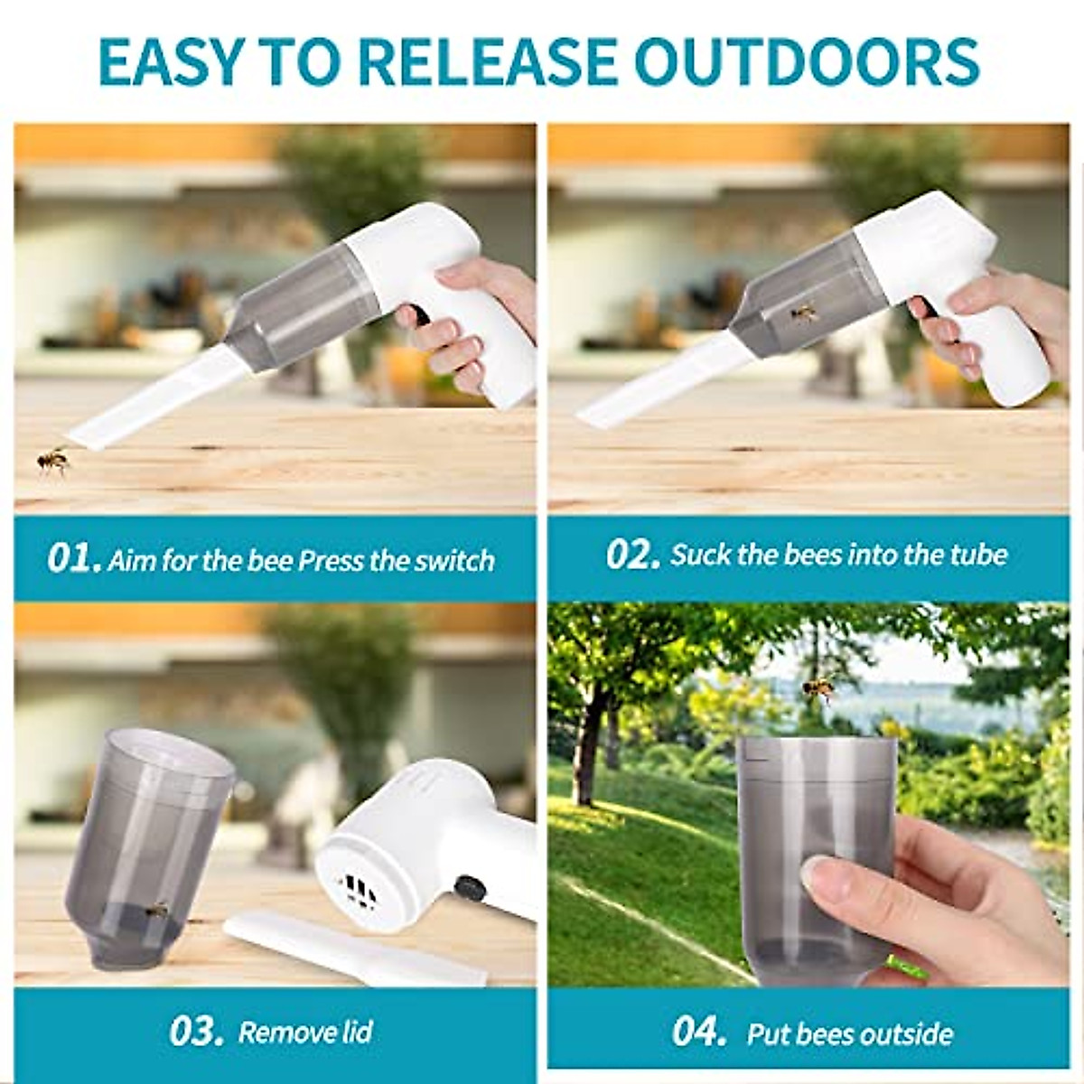 Vacuum Bug Catcher Spider and Insect Traps Catcher with USB Rechargeable Bug Pest Control,Insects and Handheld Bug Catcher with Brush Head Fluke for Stink Bug,Beetle,White Pest Suction Trap